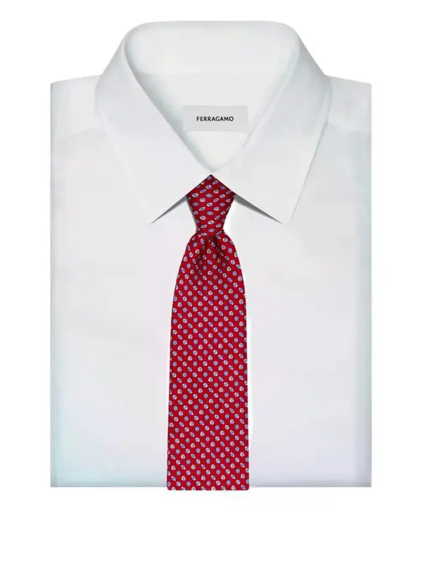 FERRAGAMO Printed Silk Neck Tie - Red