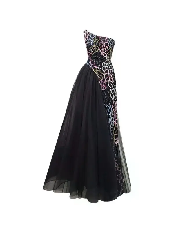 GEMY MAALOUF Beaded Asymmetrical Gown