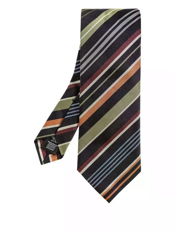 Paul Smith Striped Neck Tie - Black