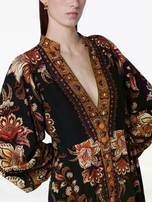 Farm Rio Majestic Garden Buttoned Maxi Dress