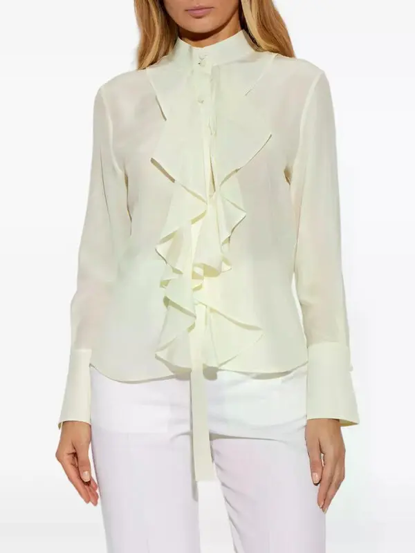 Alexander McQueen Ruffled Silk Top - Neutrals