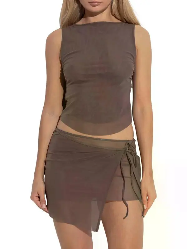 Bond Eye Side-tie Mesh Mini Skirt