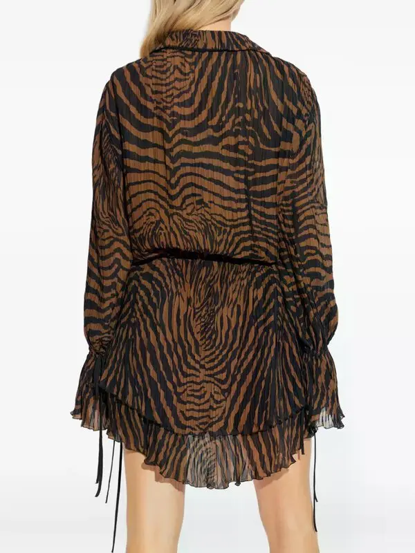 Blumarine Lace-trim Zebra-print Dress - Brown