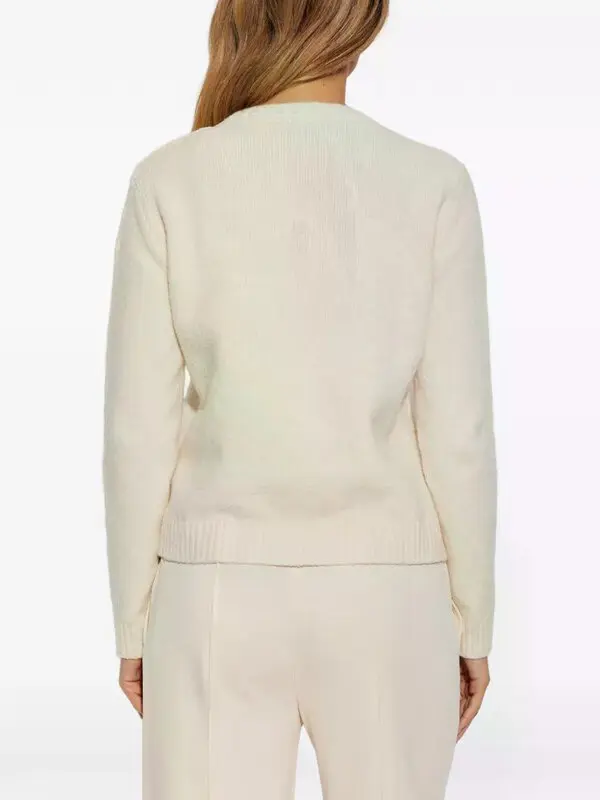 Moncler Embroidered Logo Button Detail Sweatshirt - Neutrals