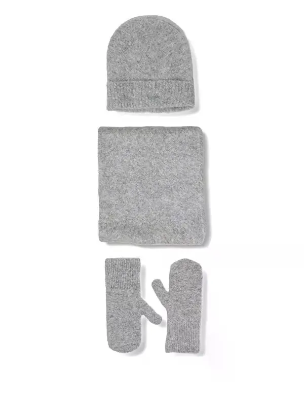 IRO PARIS Knitted Hat, Scarf, And Mittens Set - Grey