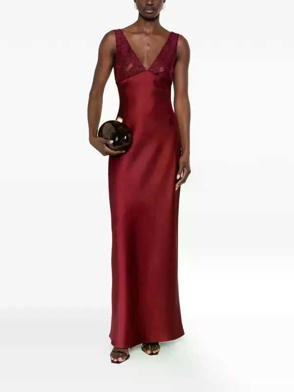 ATU BODY COUTURE Lace V-neck Maxi Dress - Red
