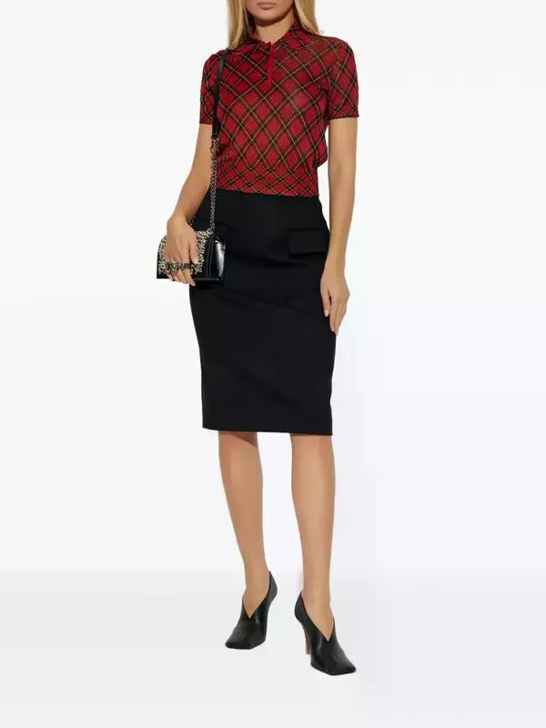 Alexander McQueen Argyle Button Polo Top - Red