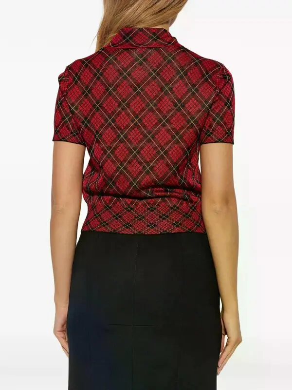 Alexander McQueen Argyle Button Polo Top - Red
