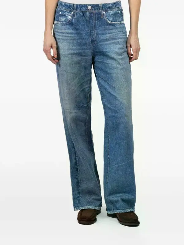 Rag & Bone Wide Leg Distressed Jeans
