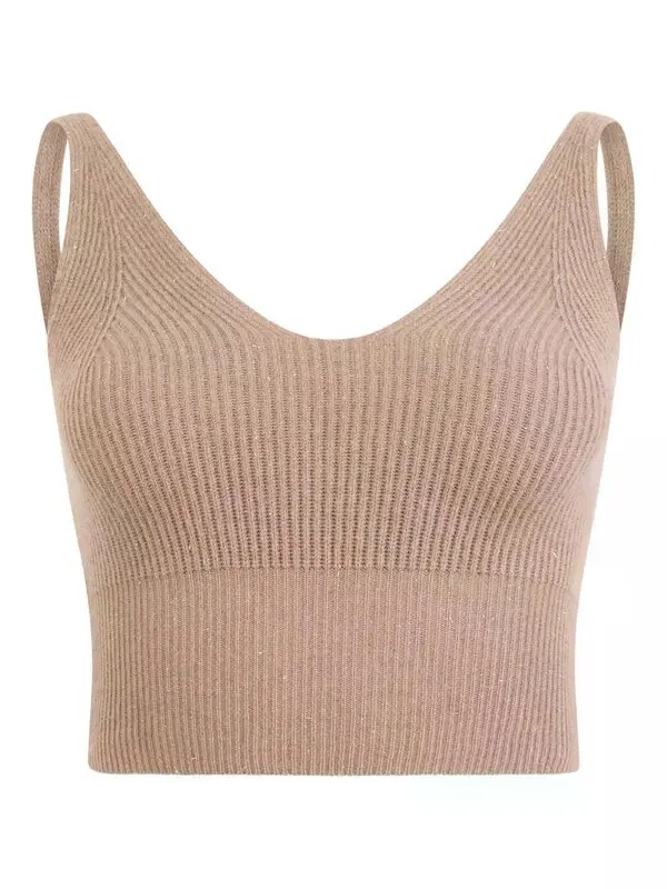 Peserico Ribbed V-neck Crop Top