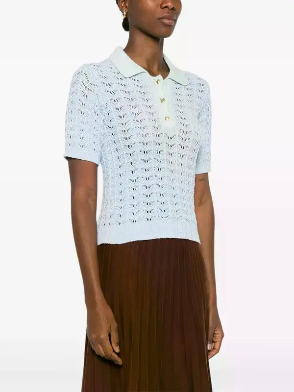 FORTE_FORTE Crochet-knit Polo Top