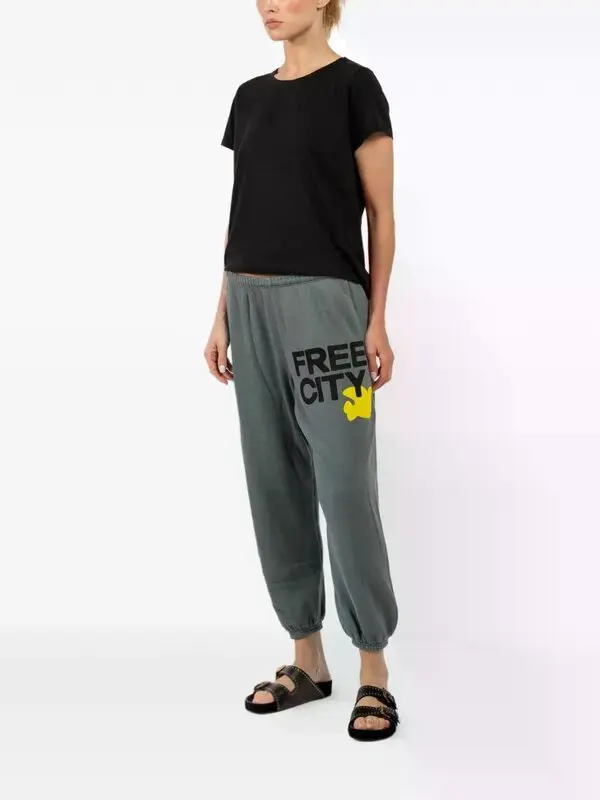FREECITY Logo Print Track Pants - Grey