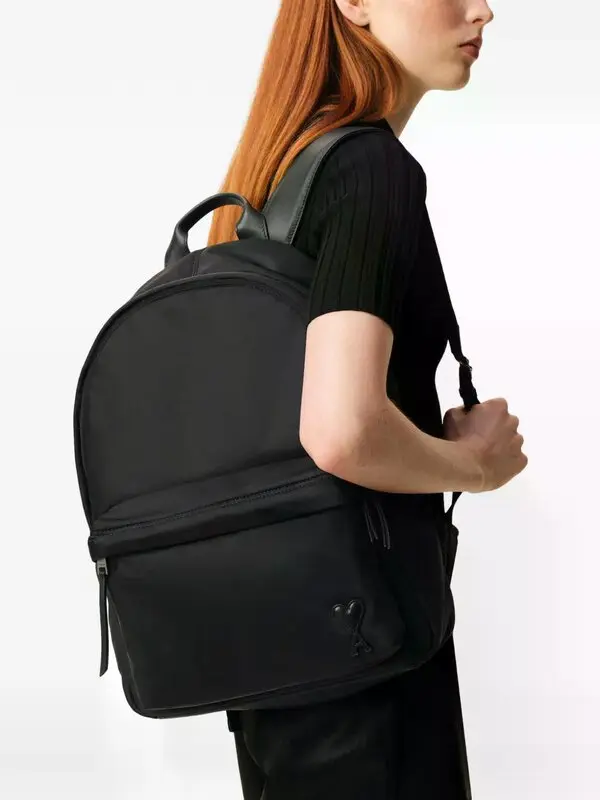 AMI Paris Logo-detail Backpack - Black