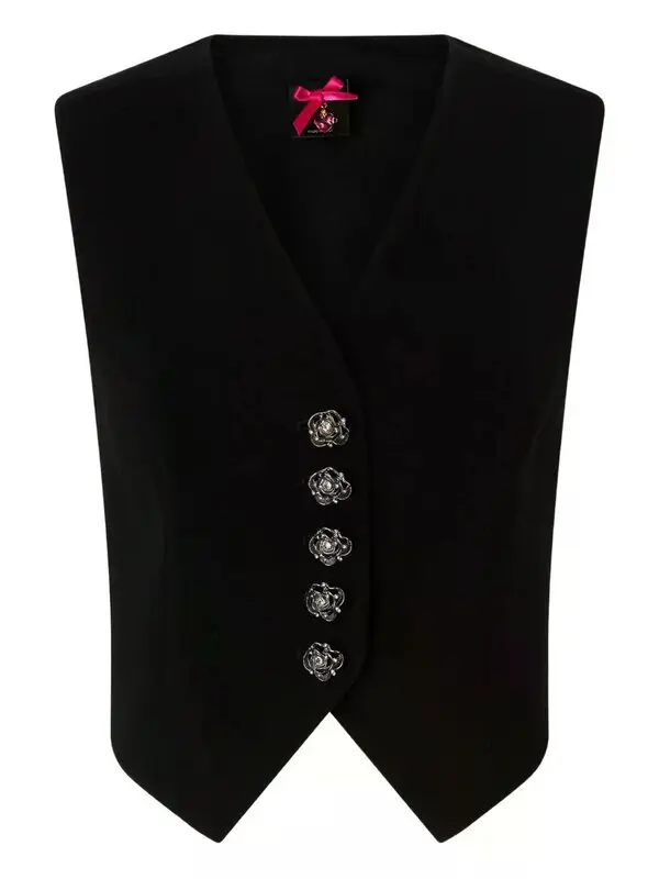 Pinko Vest With Rose Jewel Buttons