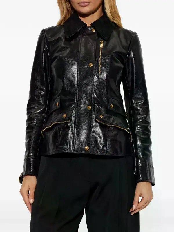 Alexander McQueen Leather Jacket With Corduroy-collar - Black