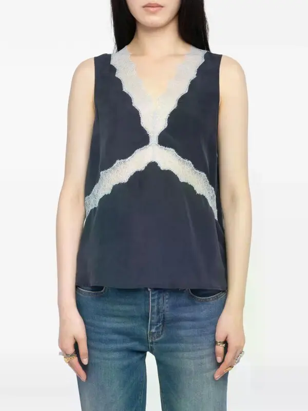 Zadig&Voltaire Lace-trimmed Top - Blue
