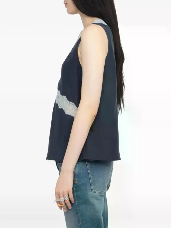 Zadig&Voltaire Lace-trimmed Top - Blue