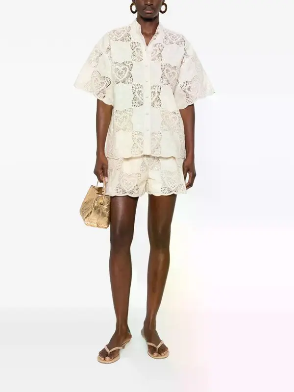 Zimmermann Wanderlust Tuck Shorts - Neutrals