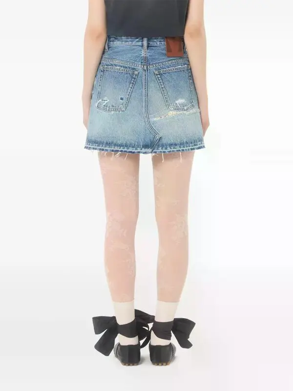 Valentino Garavani Denim Skirt With Frayed Hem - Blue