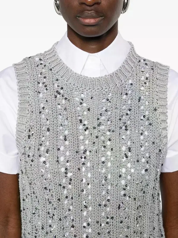 Peserico Sequin-embellished Knit Vest