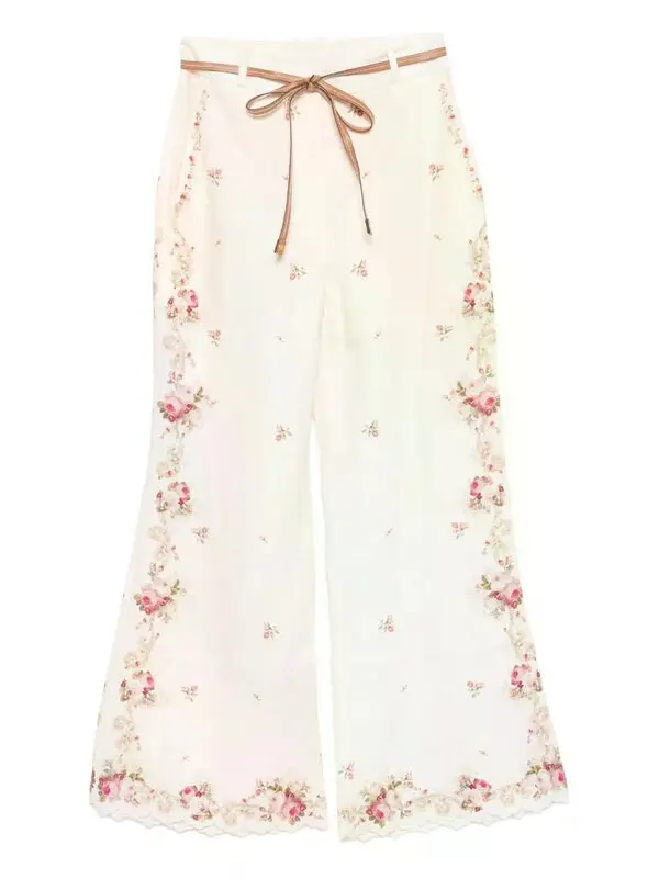 Zimmermann Patience Floral Trousers - Neutrals