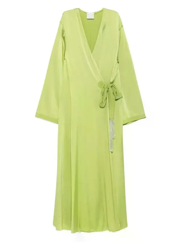 FORTE_FORTE V-neck Midi Wrap Dress