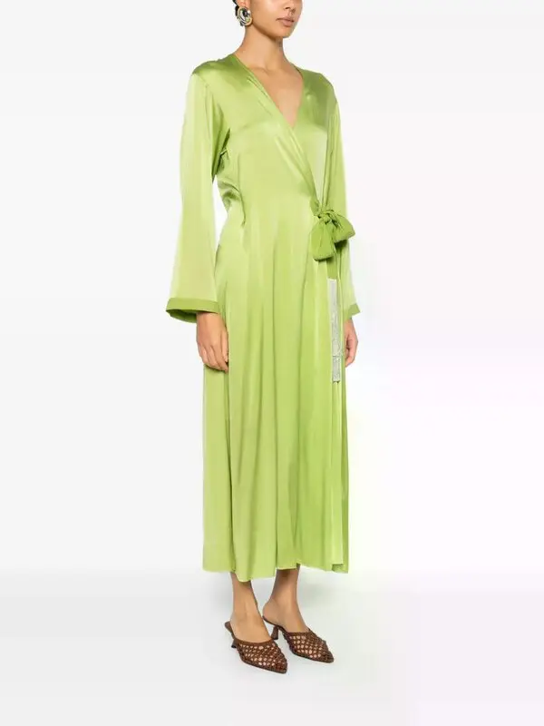FORTE_FORTE V-neck Midi Wrap Dress