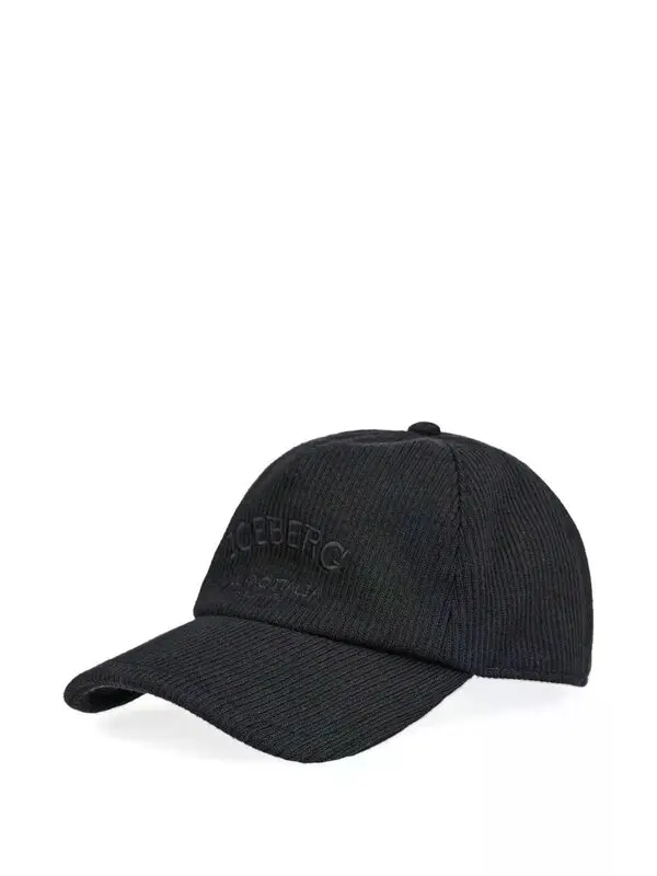 Iceberg Ribbed Logo Baseball Cap - Black