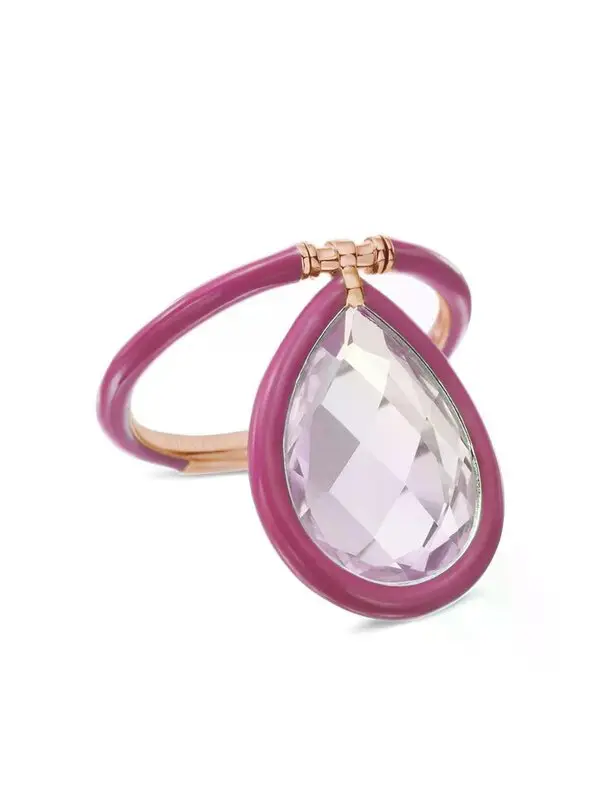NINA RUNSDORF Large Rose Quartz Flip Ring - Pink