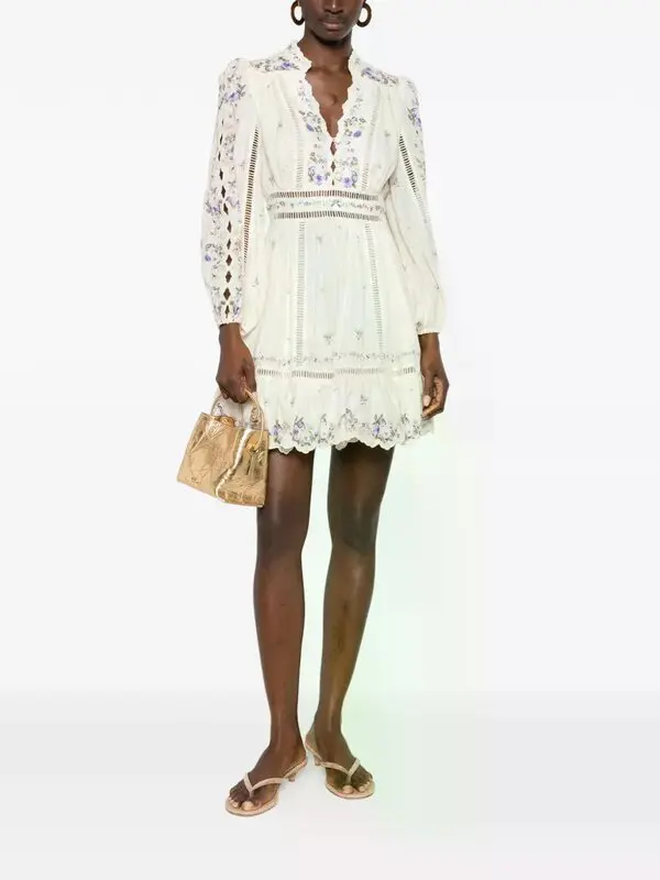 Zimmermann Patience Floral-print Mini Dress - Neutrals