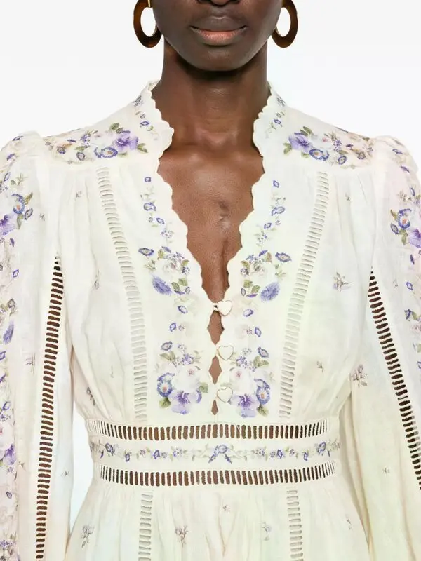 Zimmermann Patience Floral-print Mini Dress - Neutrals