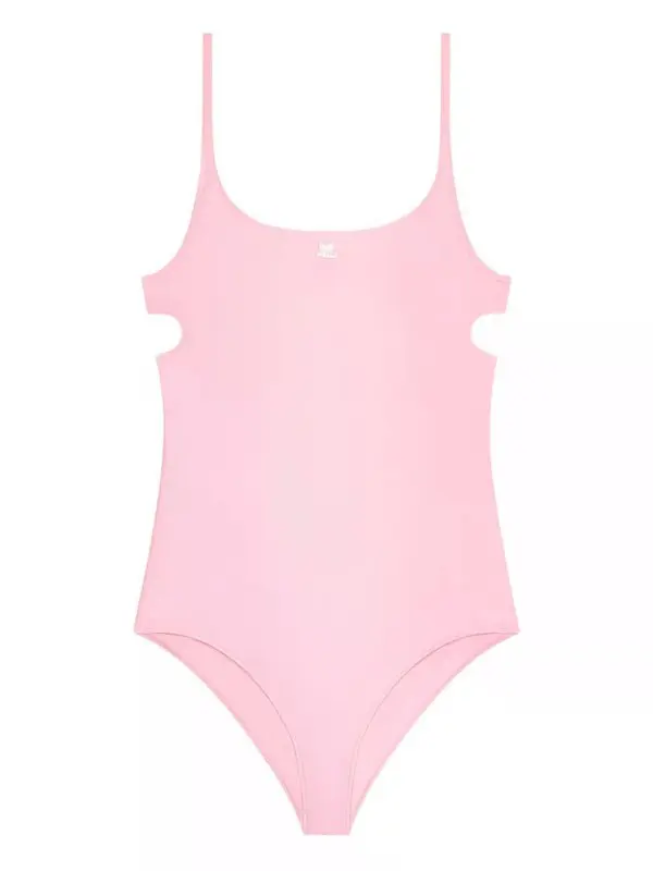 COURREGES Logo-embroidered Cut-out One Piece - Pink