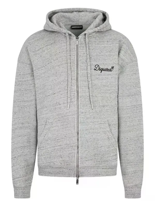 Dsquared2 Logo-embroidered Zip-fastening Hoodie - Grey