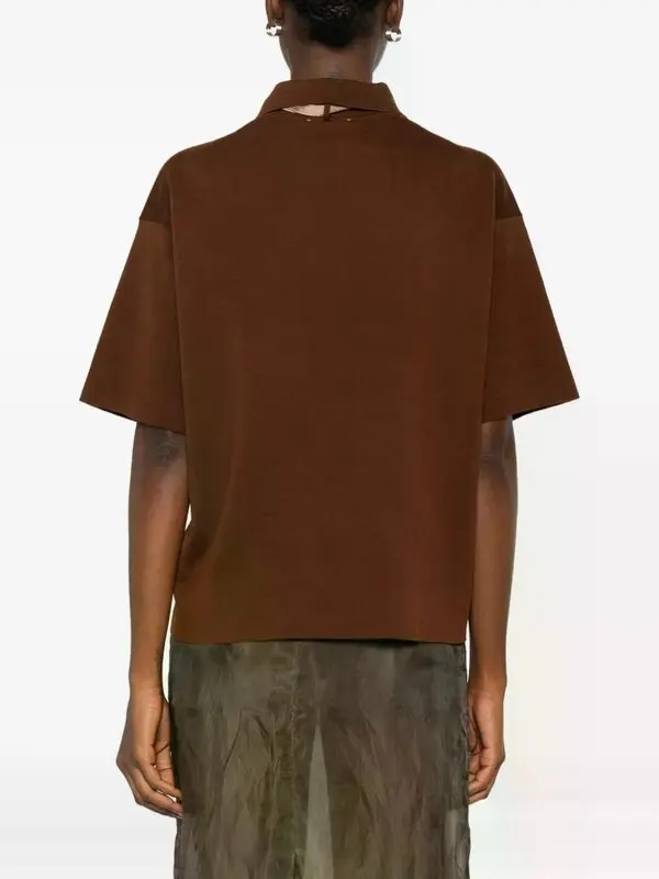 FORTE_FORTE Tie-detail Polo Top - Brown