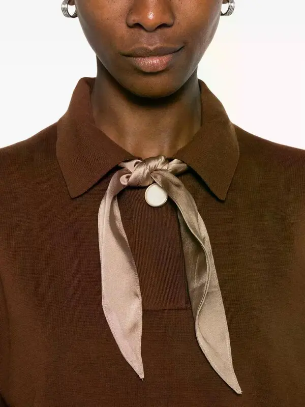 FORTE_FORTE Tie-detail Polo Top - Brown