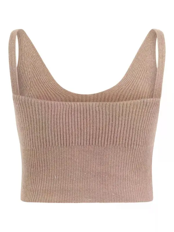 Peserico Ribbed V-neck Crop Top
