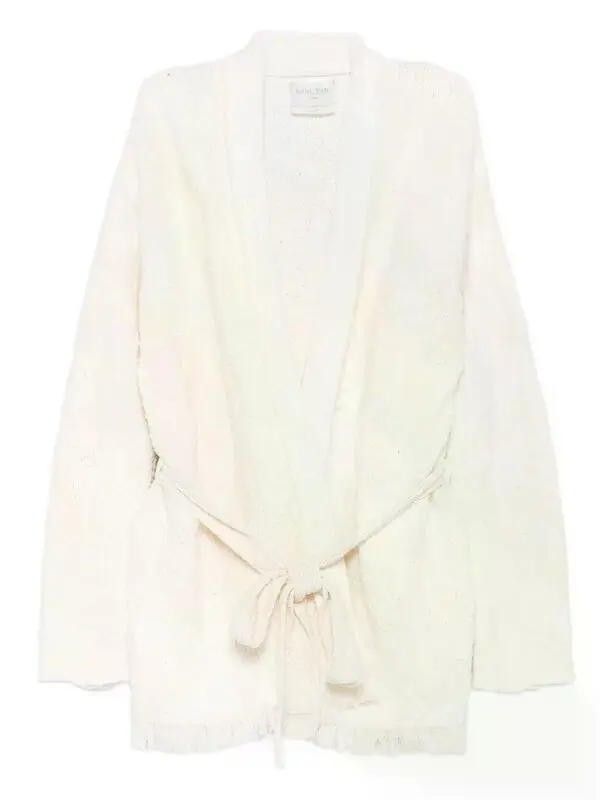 FORTE_FORTE Fringed Belted Cardigan