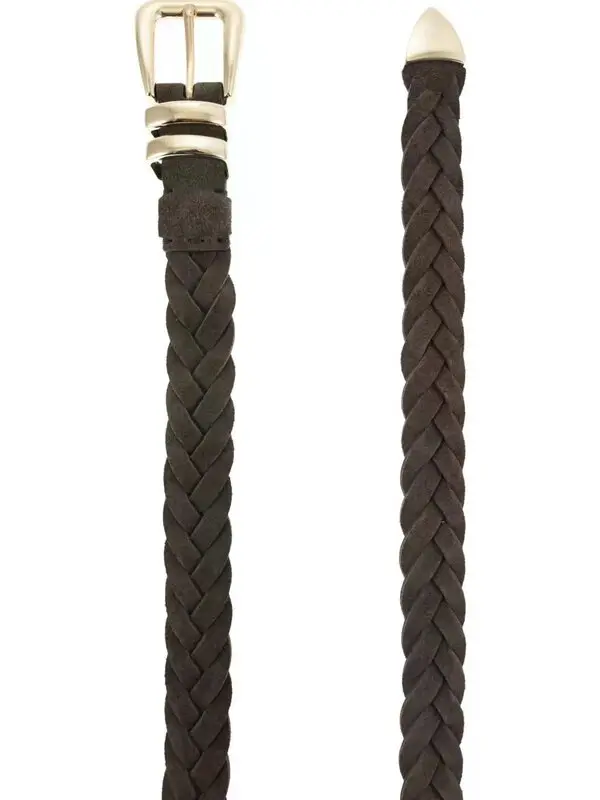 Brunello Cucinelli Woven Calfskin Belt - Brown