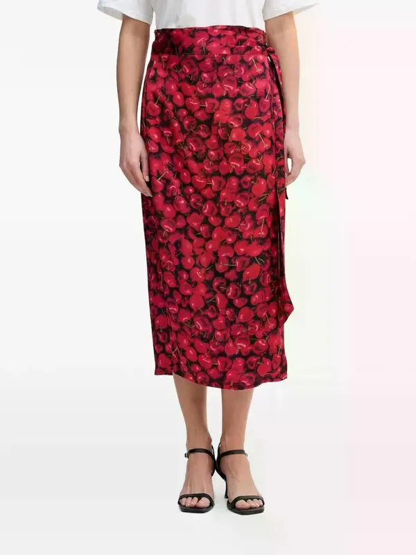 NEVER FULLY DRESSED Printed Wrap Midi Skirt