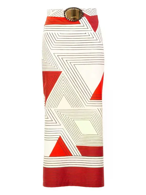 Silvia Tcherassi Atira Geometric Midi Skirt - Red