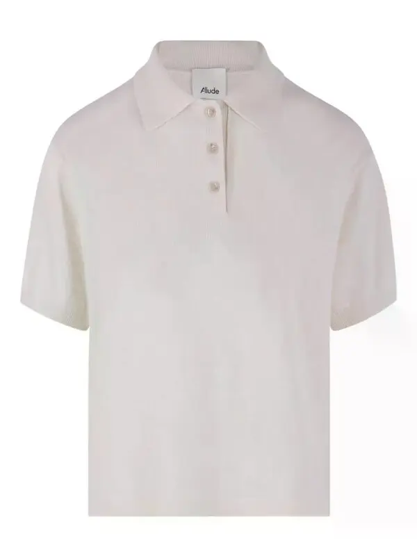 ALLUDE Knitted Three-button Polo Shirt - Neutrals