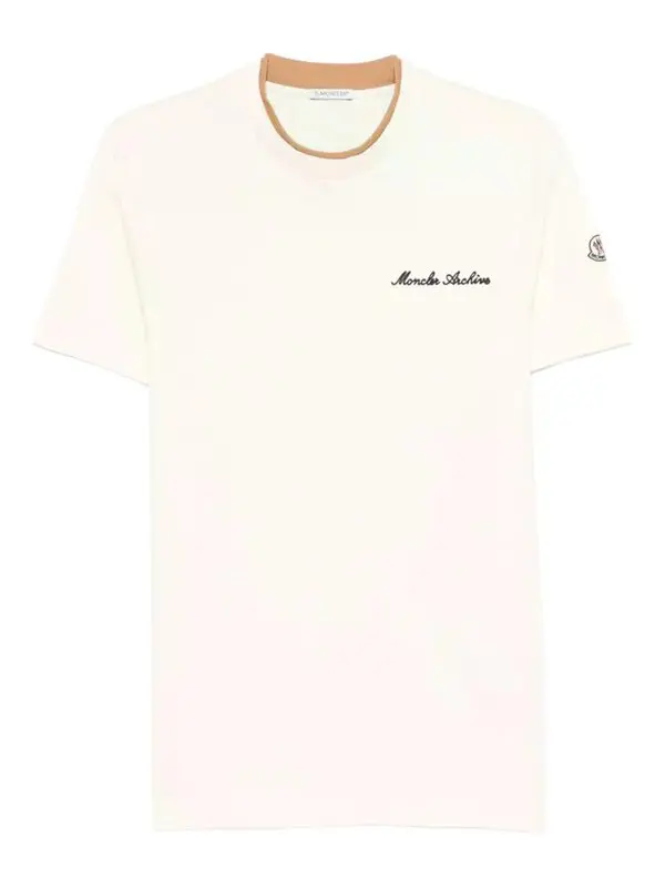Moncler Embroidered T-shirt - Neutrals