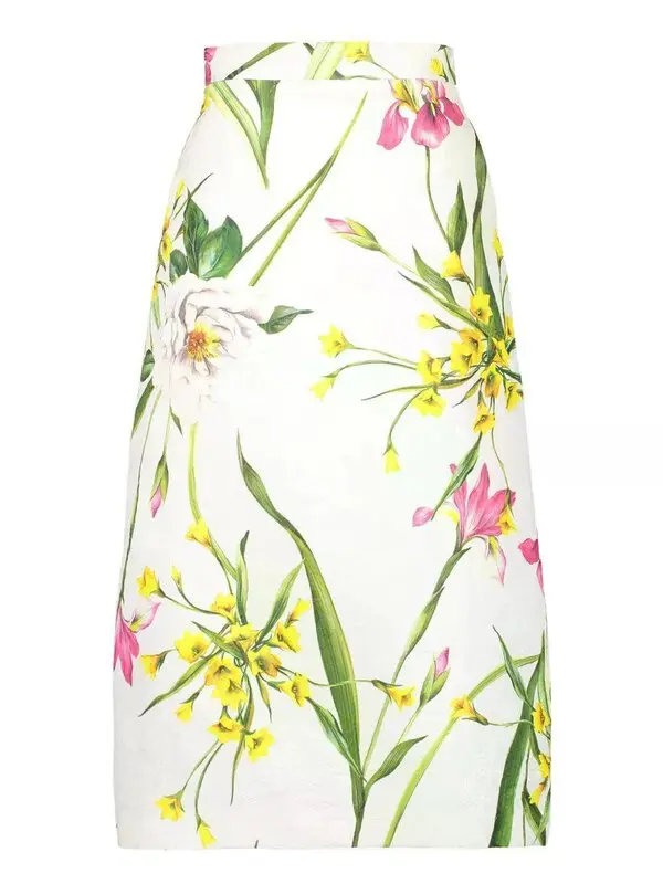 LUNATICA MILANO Floral Jardin Midi Skirt - White