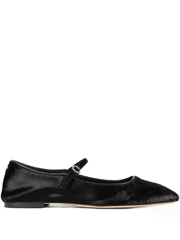AeydĒ Mary-jane Pony Hair Ballet Flats - Black