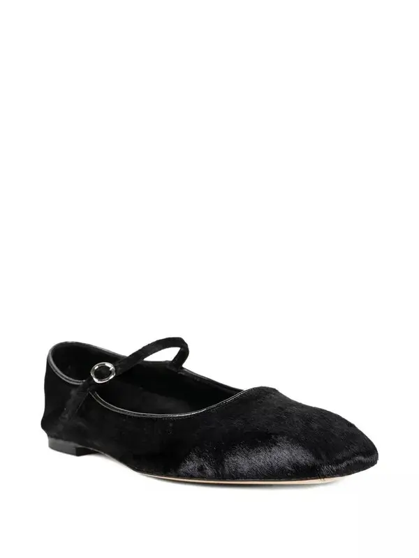 AeydĒ Mary-jane Pony Hair Ballet Flats - Black