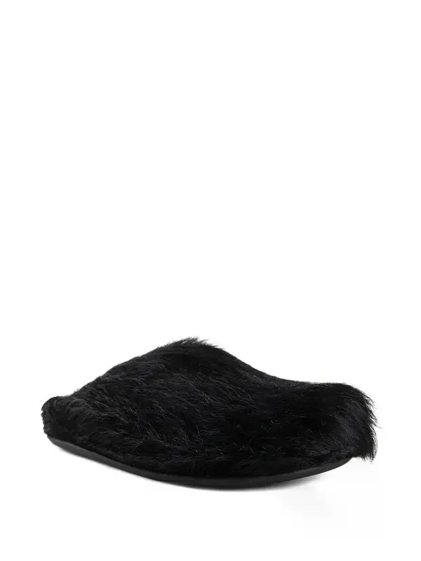 Marni Fussbett Long-hair Calfskin Sabot - Black