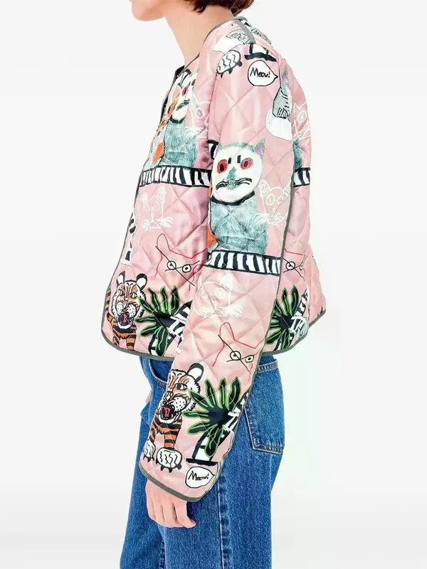 ODEEH Printed Quilted Jacket