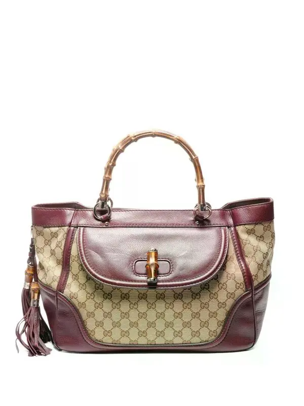 Gucci Canvas Bamboo Handbag