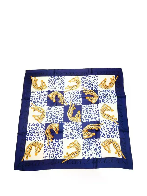 CARTIER 2000s Leopard-print Scarf - Blue