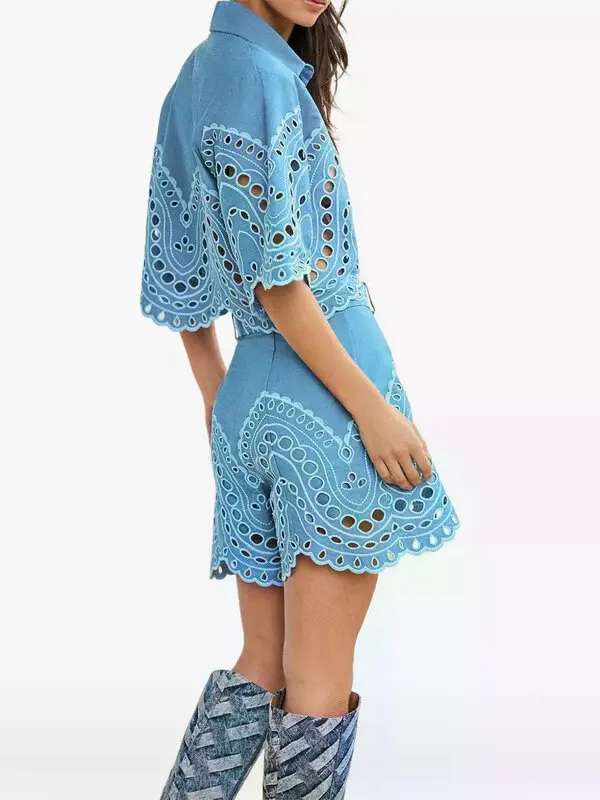 Charo Ruiz Ibiza Cut-out Storm Blouse - Blue